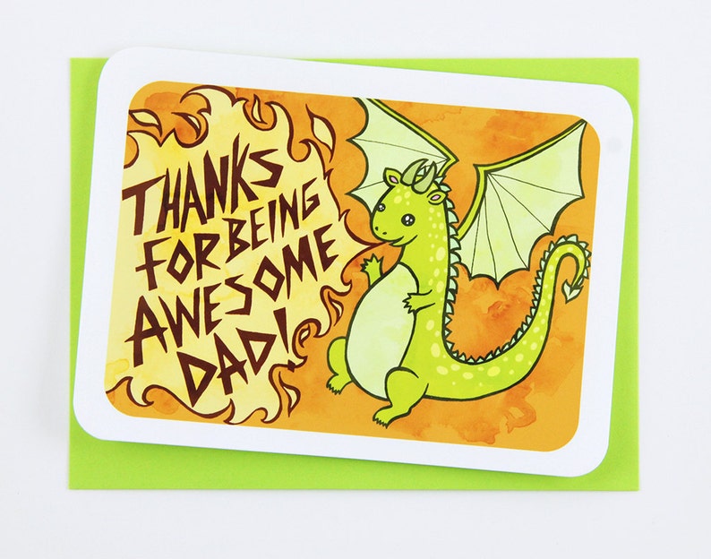 Merci pour être génial papa Dragon carte fête des pères pour | Etsy