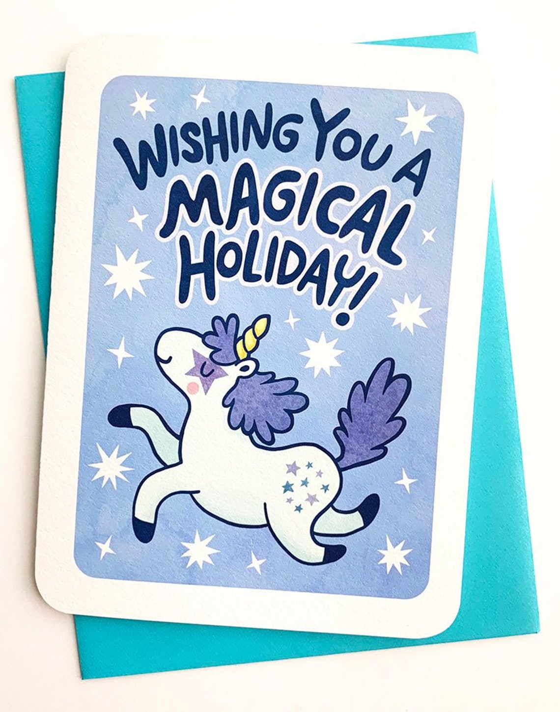 Wishing You a Magical Holiday Unicorn Holiday Card Christmas | Etsy