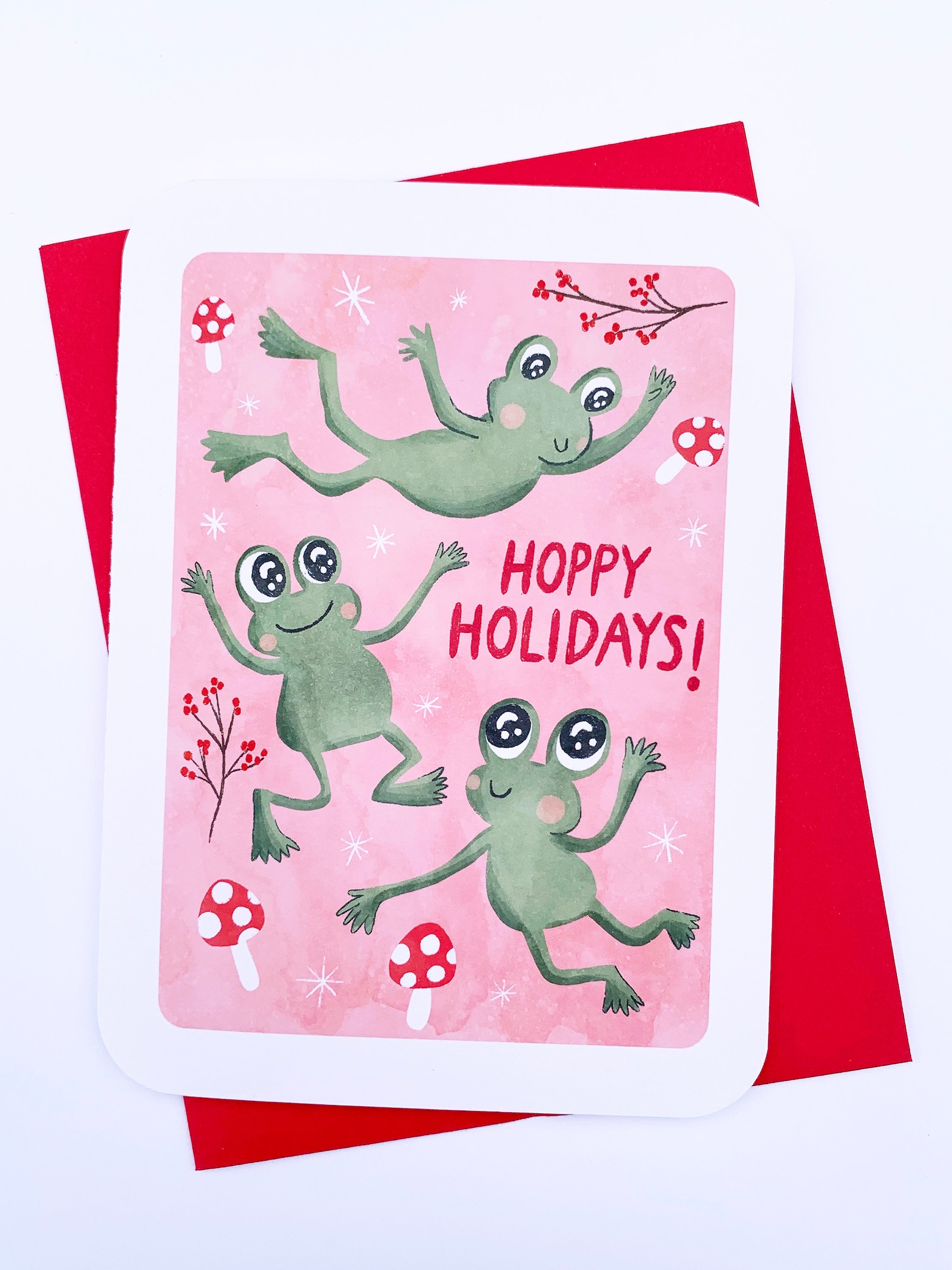 Hoppy Holidays Frogs Cute Christmas Card Frogs Funny Holiday - Etsy