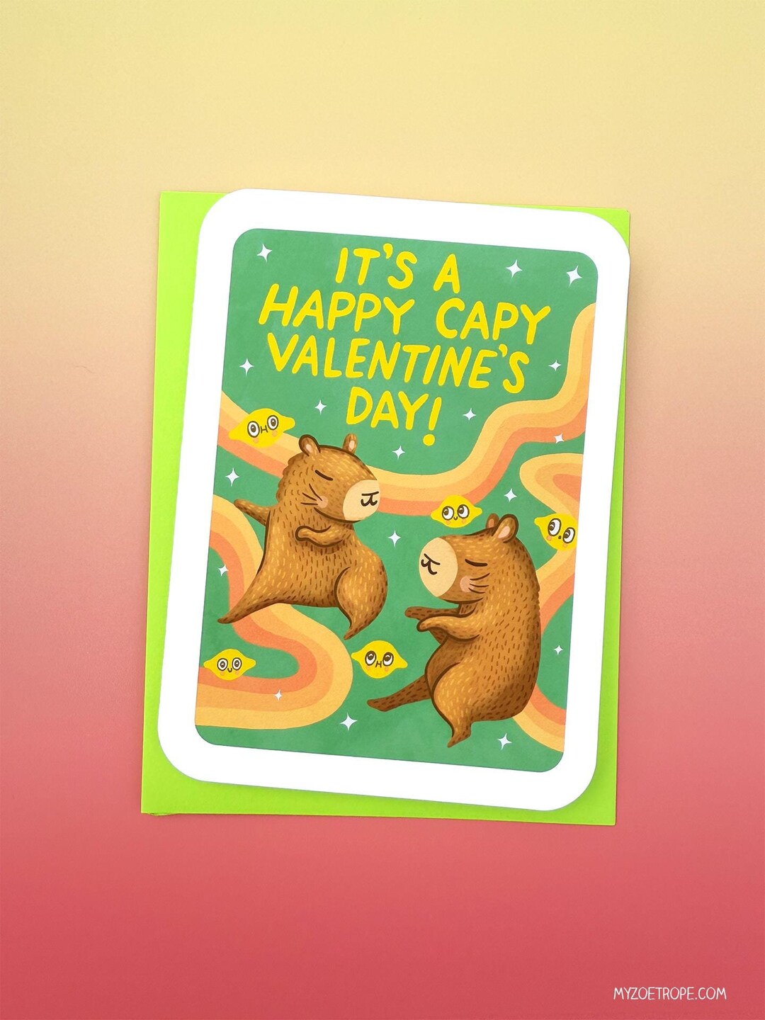 It's a Happy Capy Valentine's Day - Cute Valentines Day Card Capybara ...