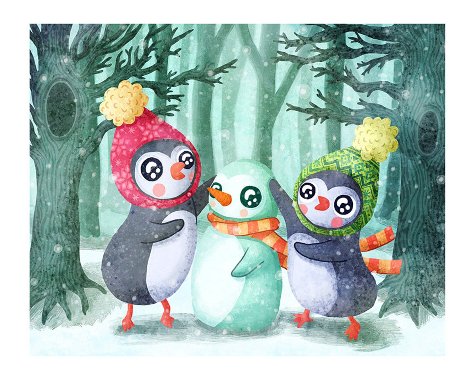 Winter Penguin Art Cute Penguin Print Arctic Nursery Art - Etsy