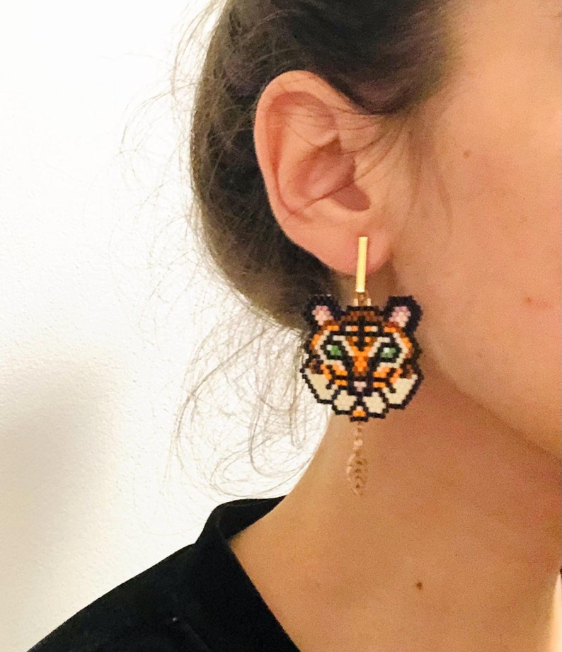 Tiger Beaded Earrings Pattern (PDF Download) - Etsy