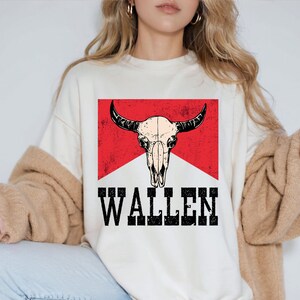 Wallen Bullhead Sweatshirt, Cowboy Wallen Shirt, Wallen Western Hoodie ...