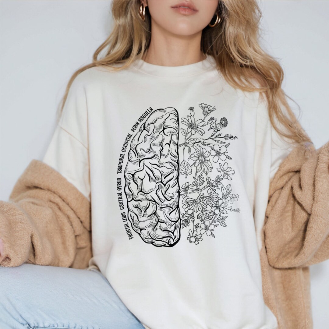 Brain Anatomy Sweatshirt,nursing Student Anatomical Layout Brain Tshirt ...