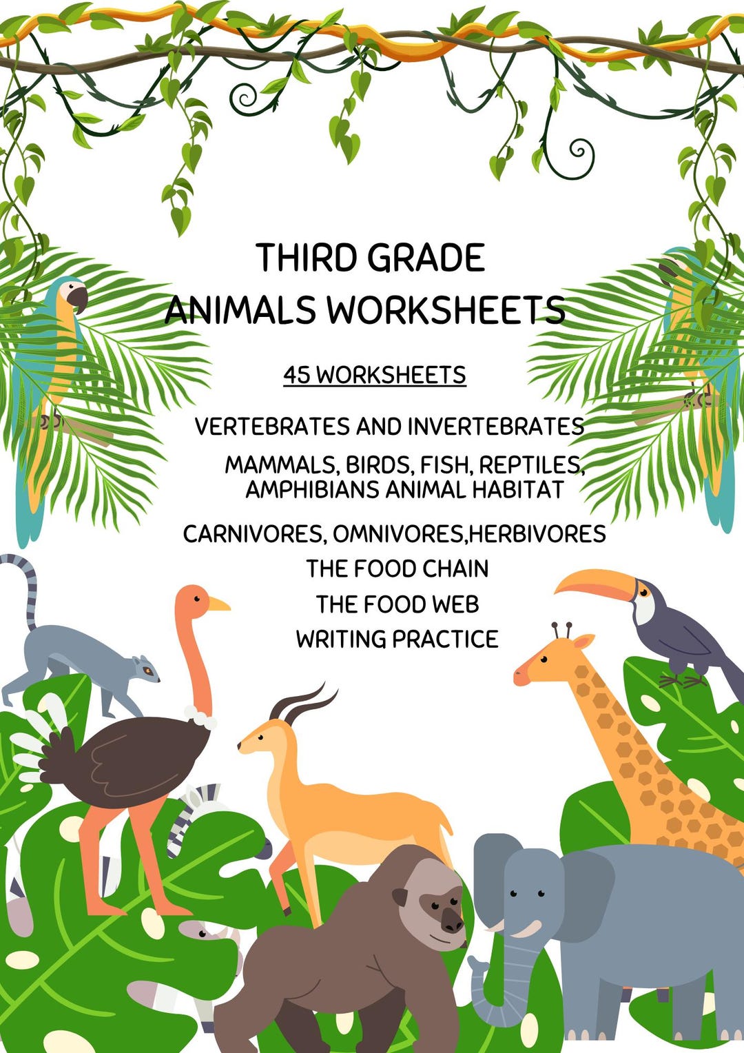 3rd Grade Animal Worksheets Bundle – Science PDF – Fill in Blank, Word ...