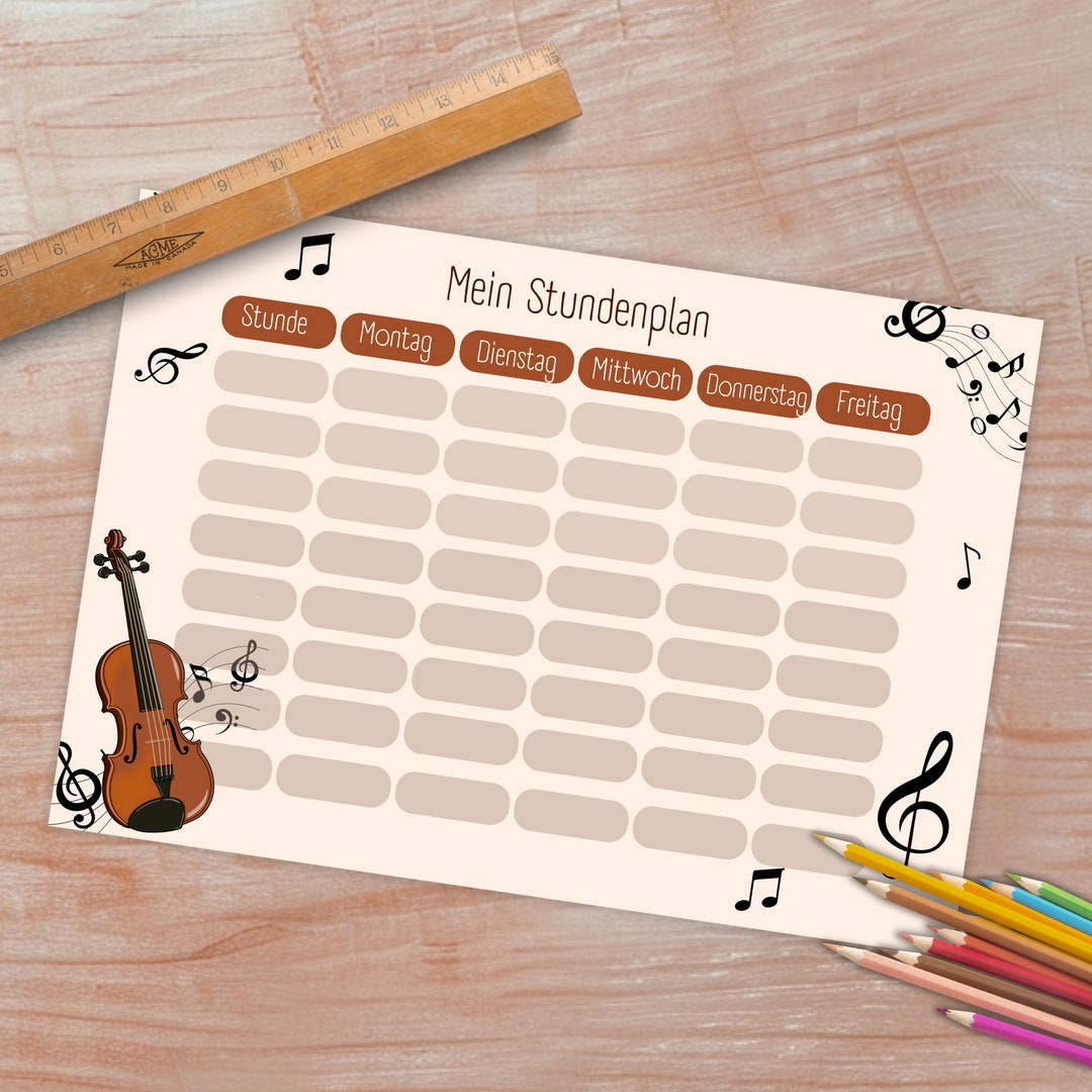Timetable for Children DIN A4 Music Simple Design PDF Instant Download ...