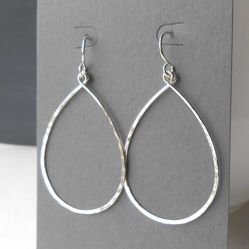 Drop Shaped Hoops Sterling Silver Lightweight Hoop Earrings - Etsy