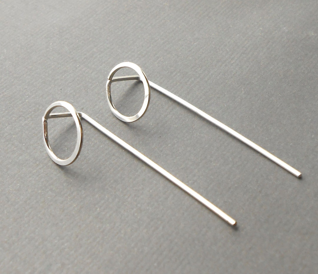 Small Silver Hoop Earrings, Sterling Silver Minimalist Earrings, Wire ...