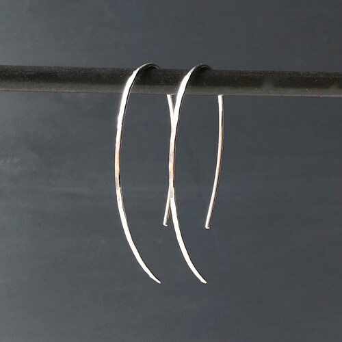 Minimalist Silver Earrings Sterling Silver Open Hoop Wire - Etsy