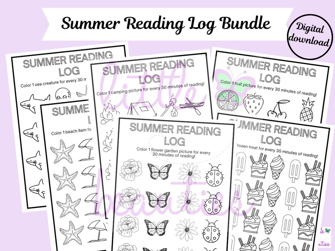 Summer Reading Log Bundle, Printable, Summer Reading Tracker, Reading ...