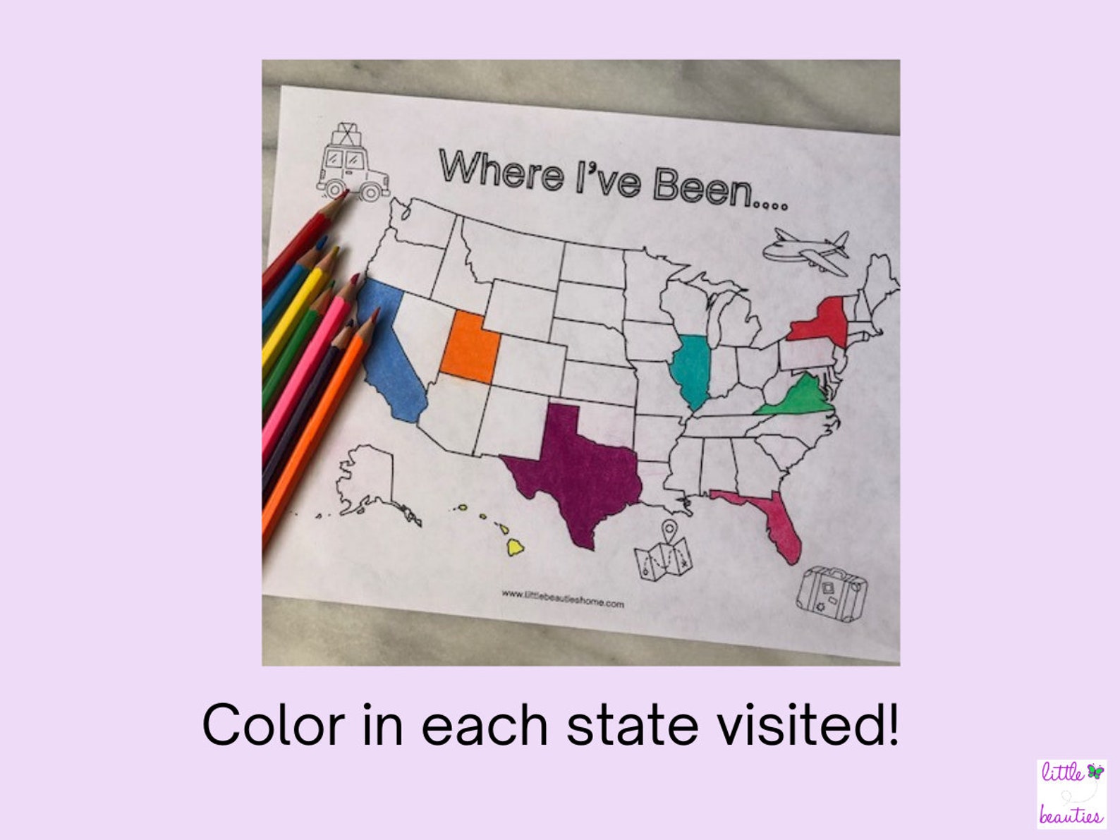 U.S. Road Trip Bundle, Where I've Been Map, Kids Road Trip Map ...
