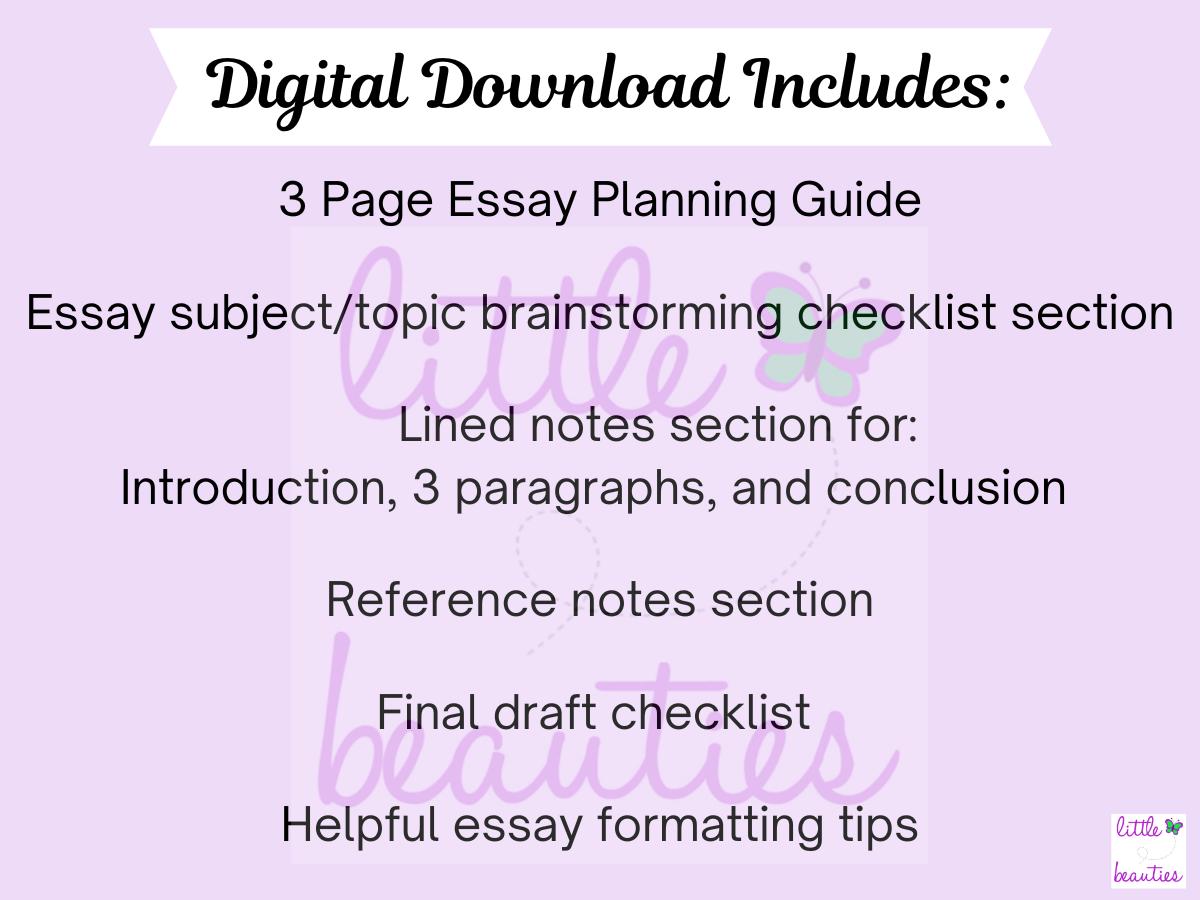 Printable Essay Planner, Essay Planning Guide, Essay Template, Essay ...