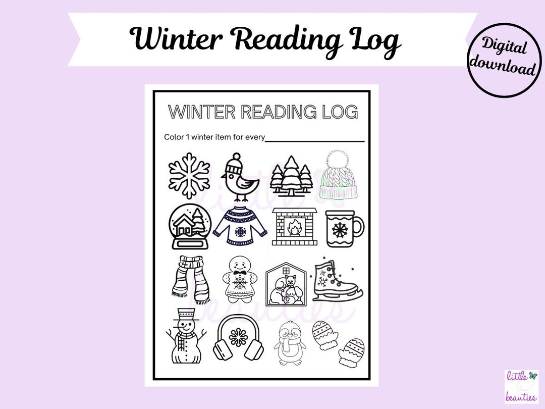 Winter Reading Log, Winter Printable, Reading Tracker, Winter Reading ...