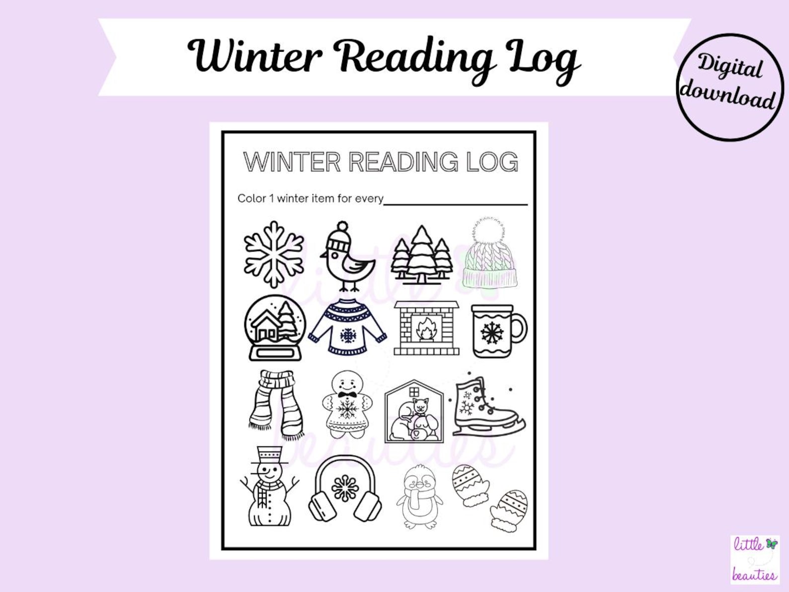 Winter Reading Log, Winter Printable, Reading Tracker, Winter Reading ...