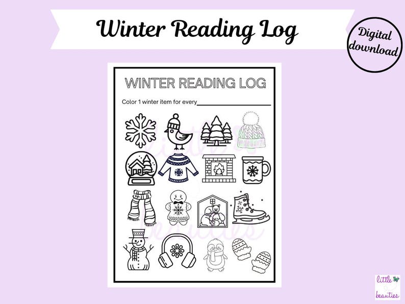 Winter Reading Log, Winter Printable, Reading Tracker, Winter Reading ...