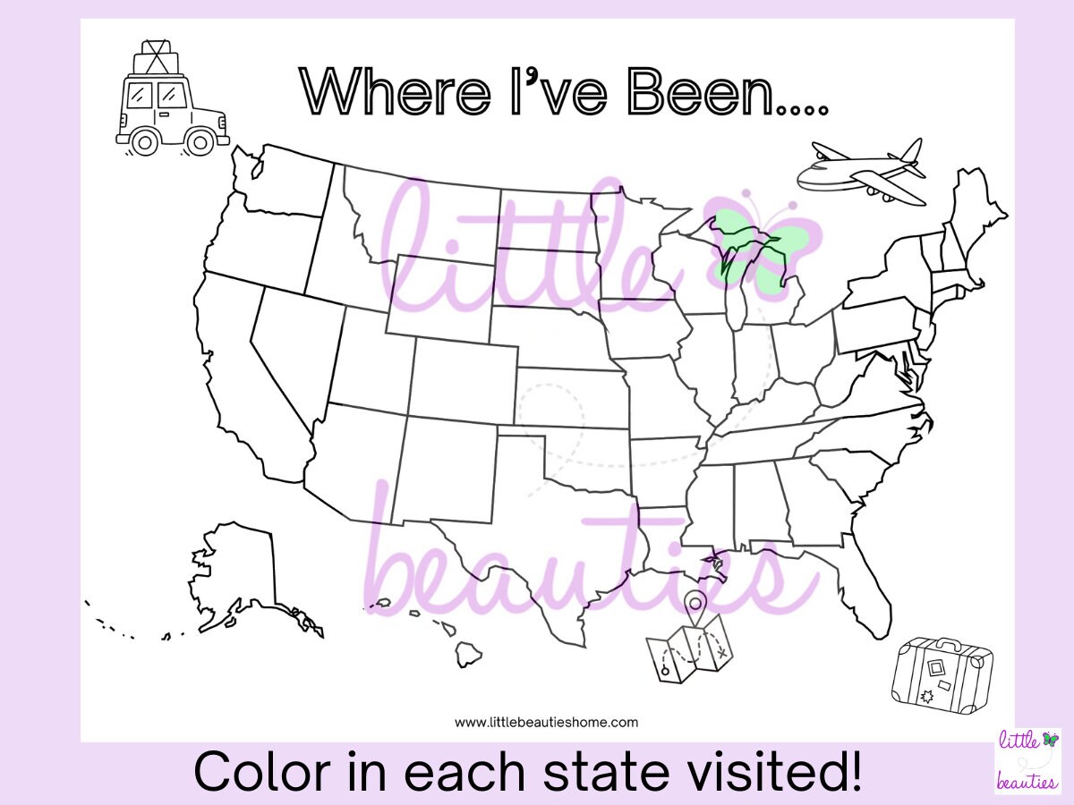 U.S. Road Trip Bundle, Where I've Been Map, Kids Road Trip Map ...