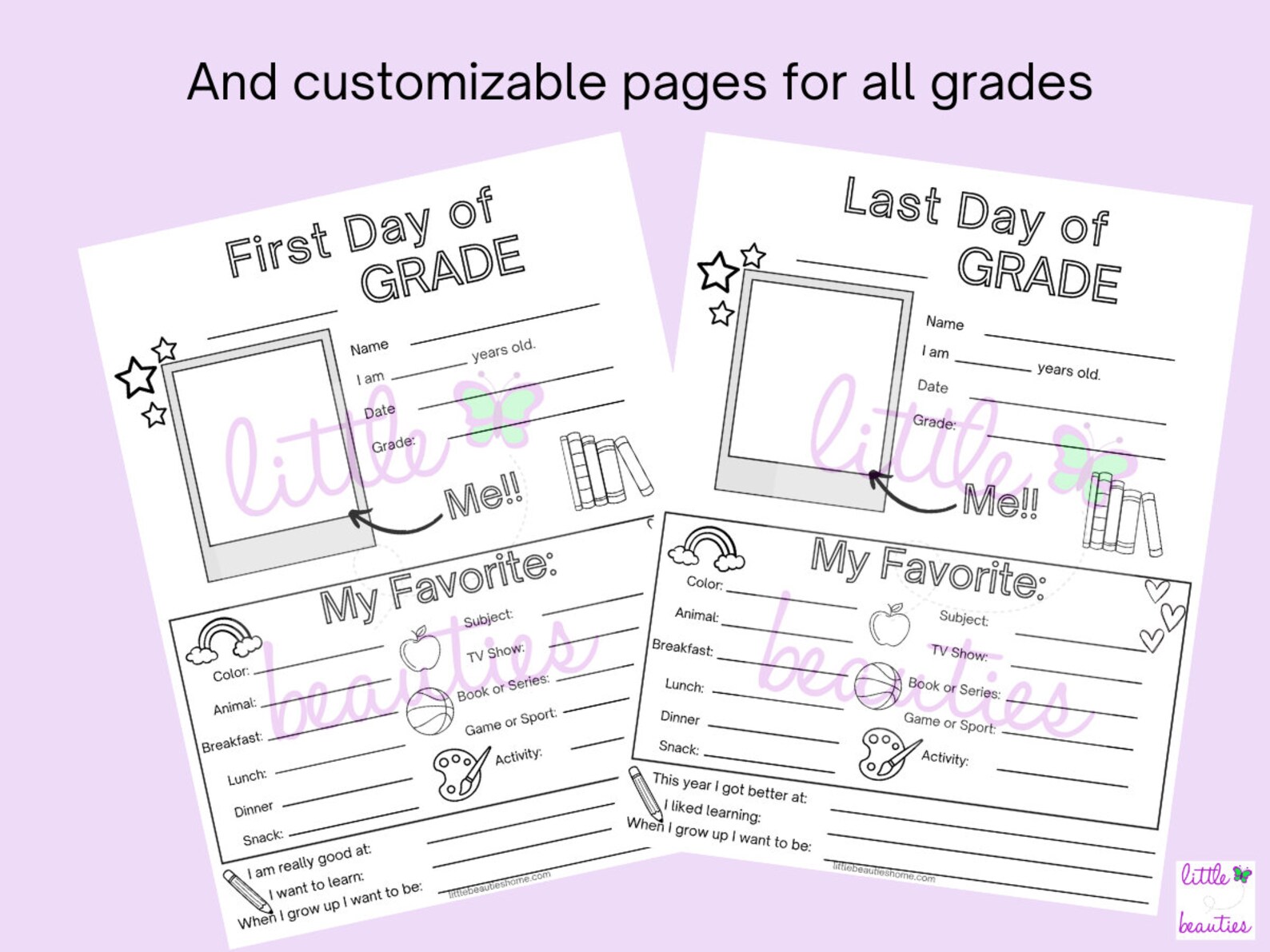 First and Last Day of School Printable, First Day of School Worksheet ...