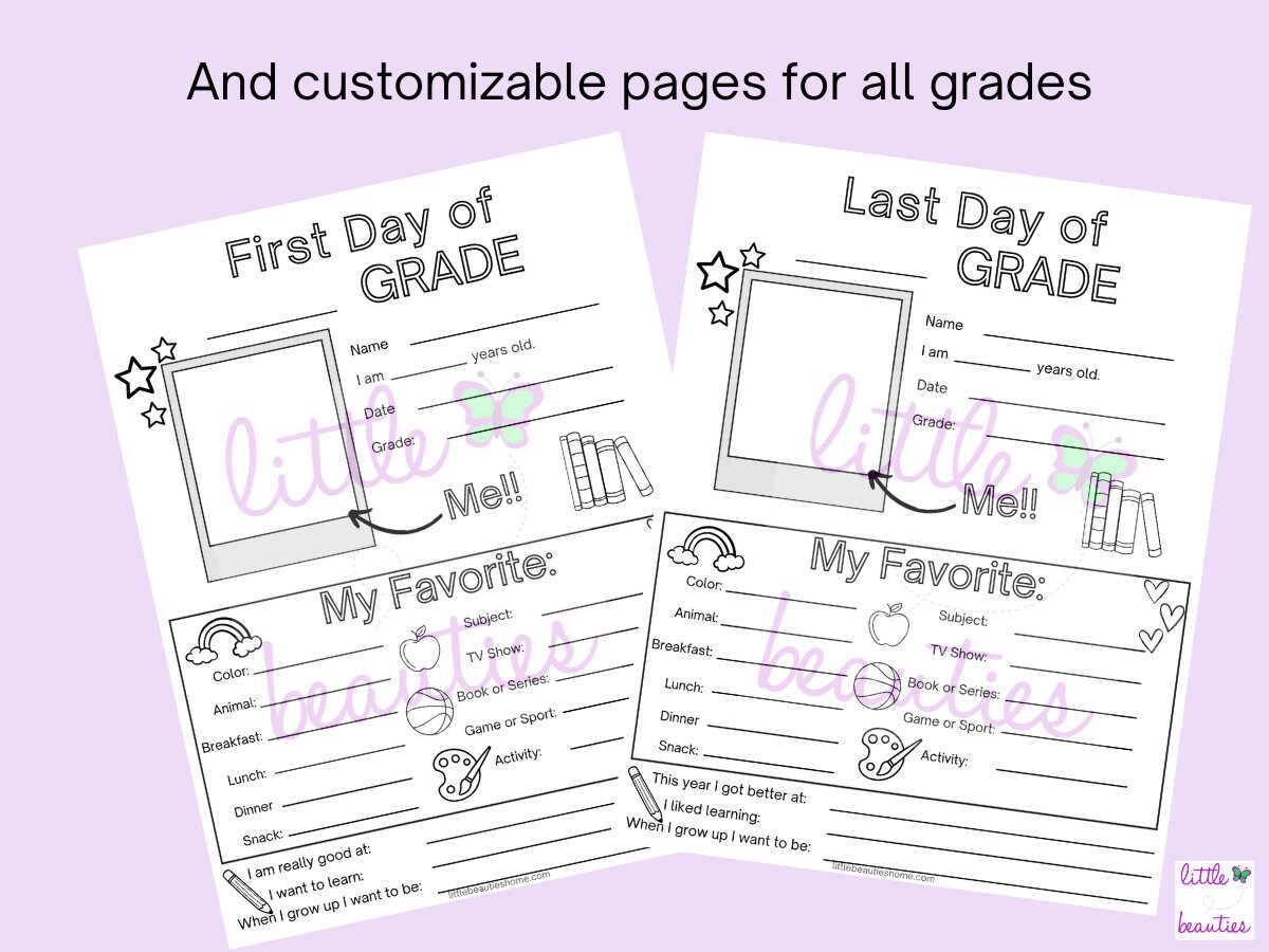First and Last Day of School Printable, First Day of School Worksheet ...