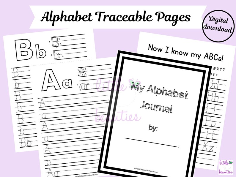 Alphabet Traceable Practice Pages, ABC Tracing Journal, ABC Tracing ...