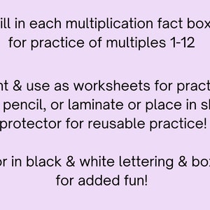 Multiplication Chart, Multiplication Worksheet, Multiplication Practice ...