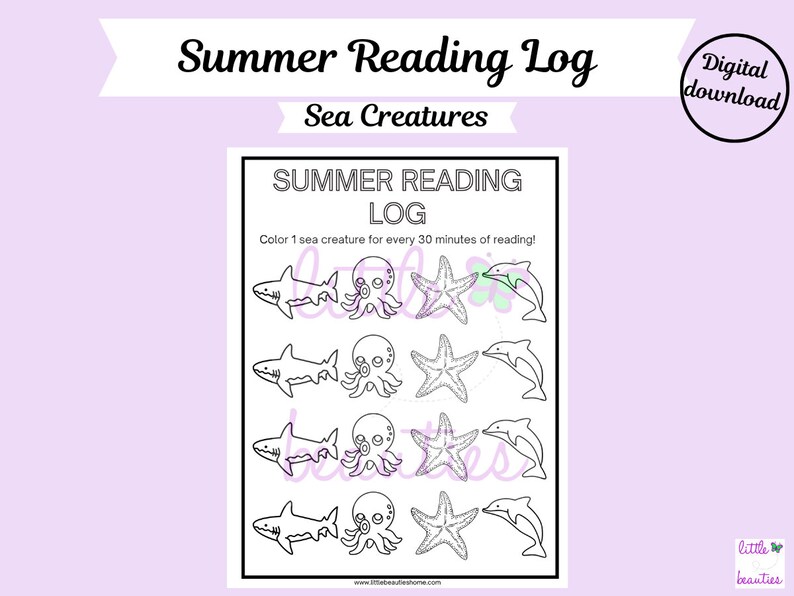 Summer Reading Log, Printable, Summer Reading Tracker, Reading Coloring ...