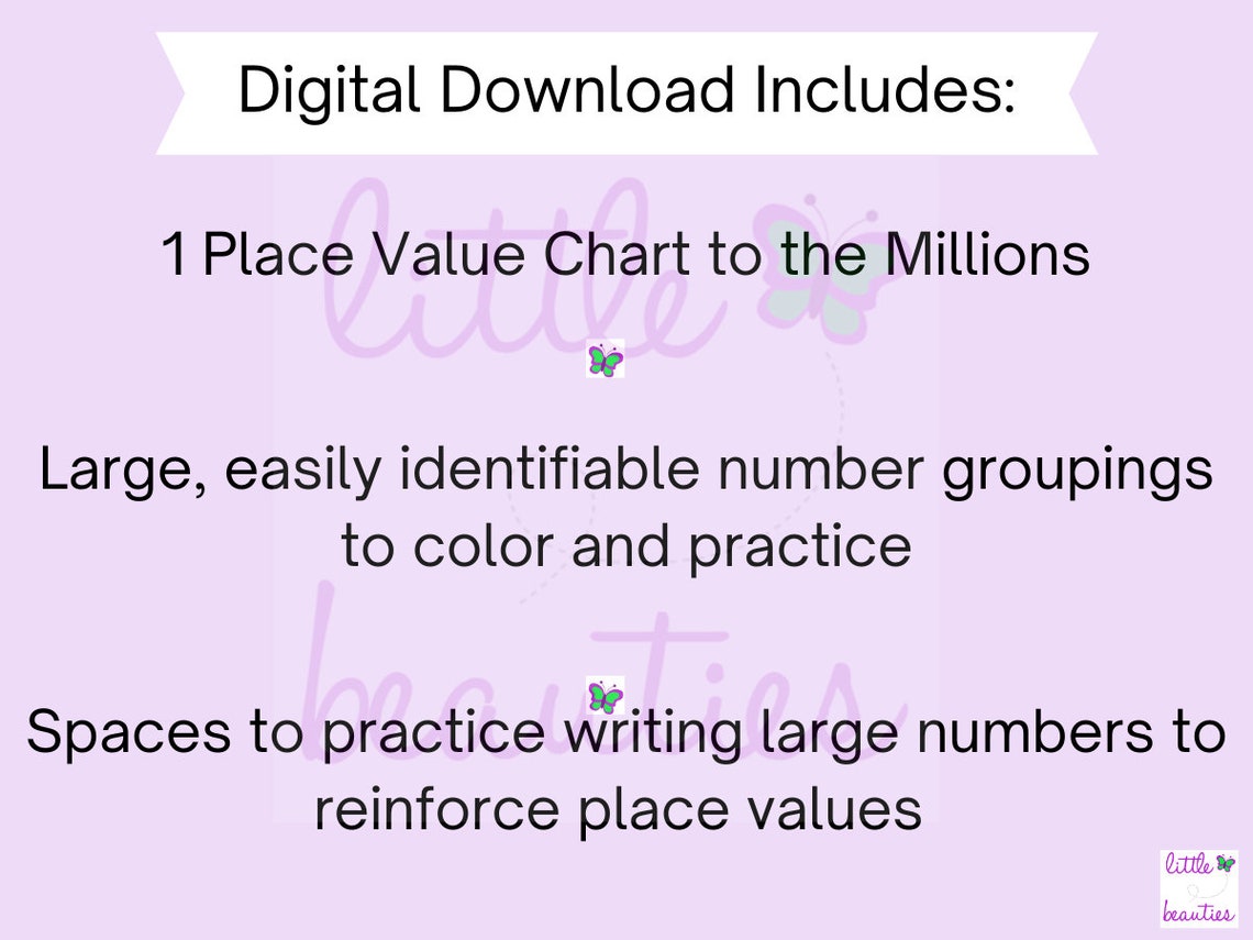 Place Value Chart to the Millions, Printable Place Value Chart ...