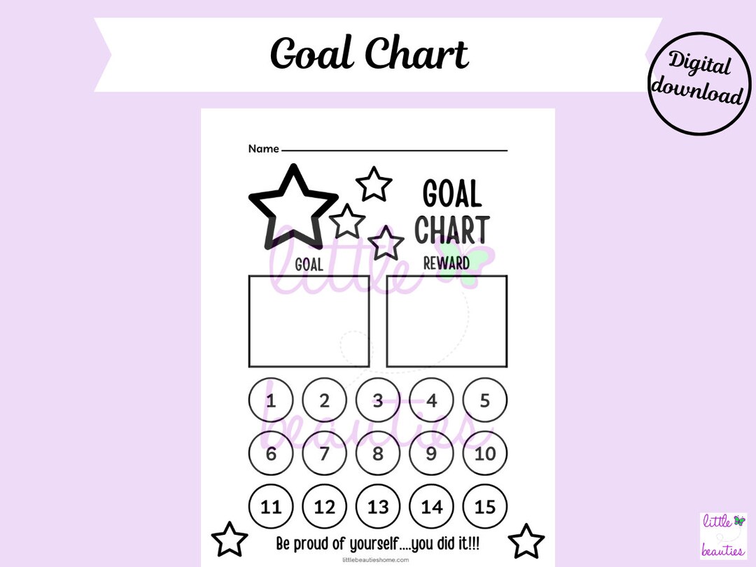 Goal Chart for Kids, Reward Chart for Kids, Printable Goal & Reward ...