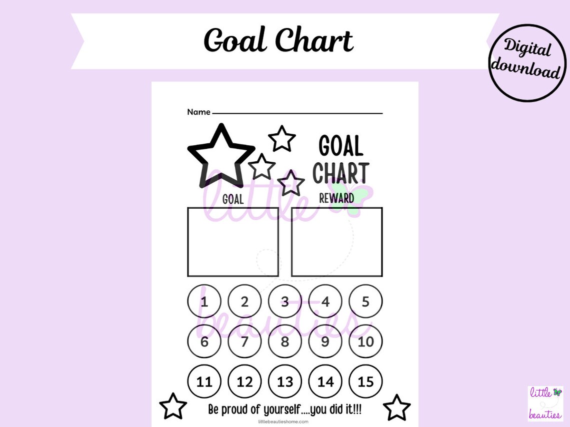 Goal Chart for Kids, Reward Chart for Kids, Printable Goal & Reward ...