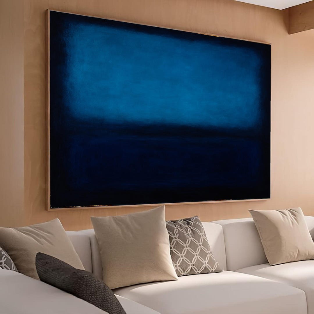 Deep Blue Abstract Canvas Wall Art, Mark Rothko Modern Painting ...