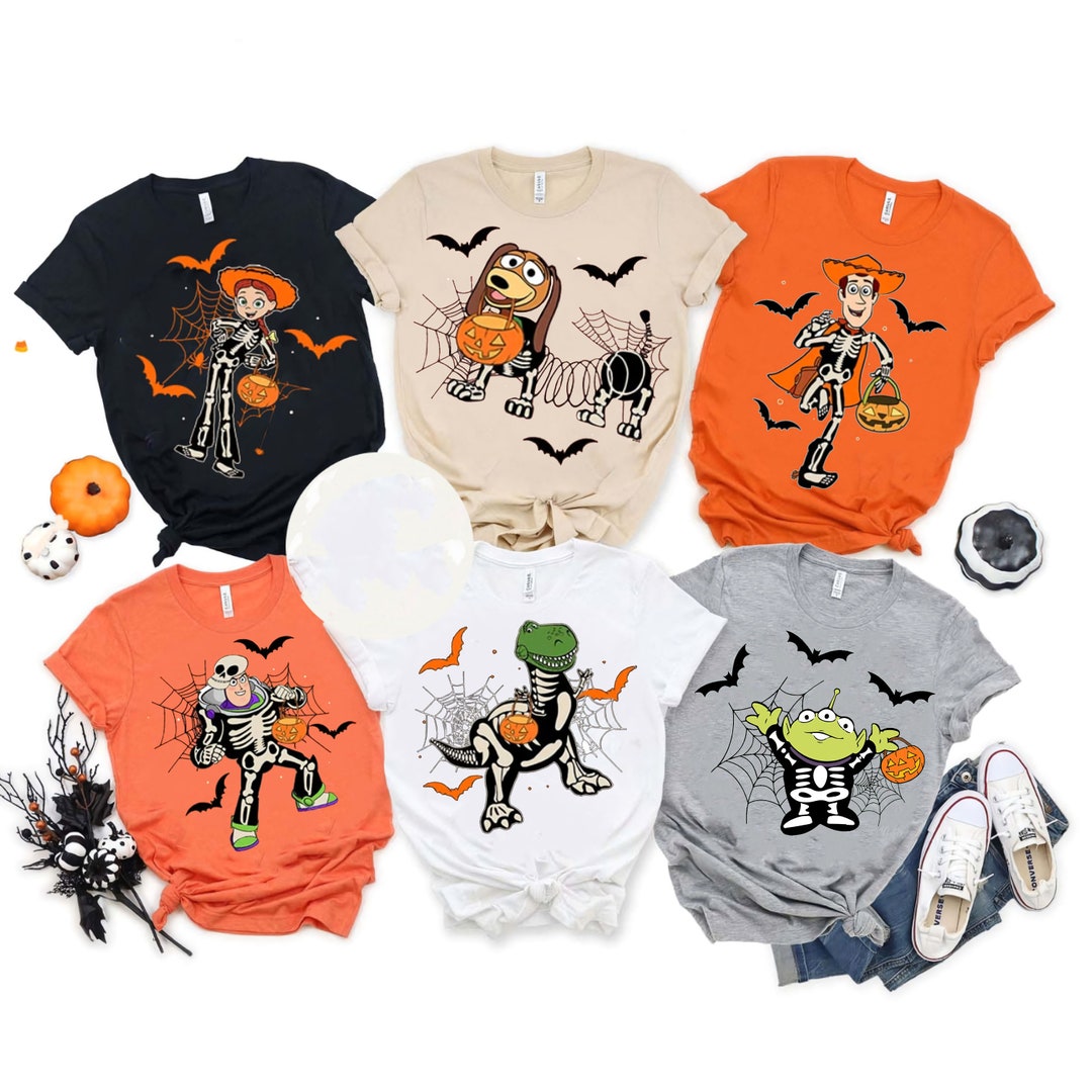 Disney Toy Story Skeleton Pumpkin Halloween Shirt, Woody Buzz Lightyear ...
