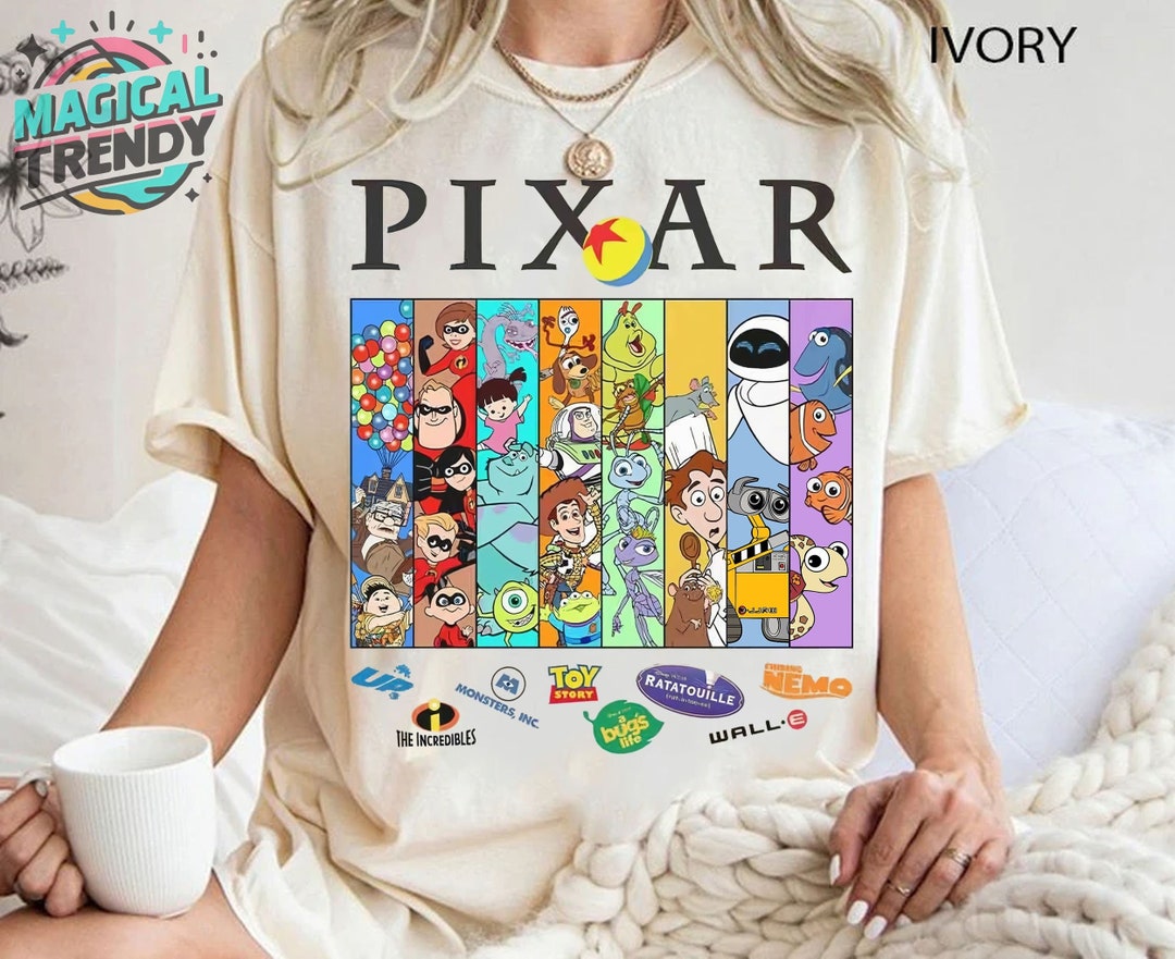 Funny Disney Pixar Characters Group Shot Shirt, Inside Out, Monster Inc ...