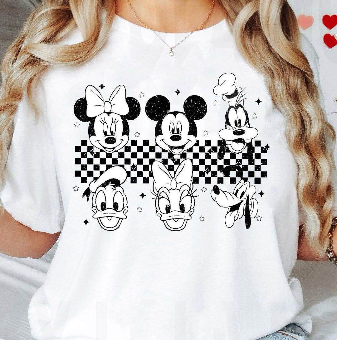 Vintage Disney Characters Checkered Shirt, Mickey & Friends Retro ...