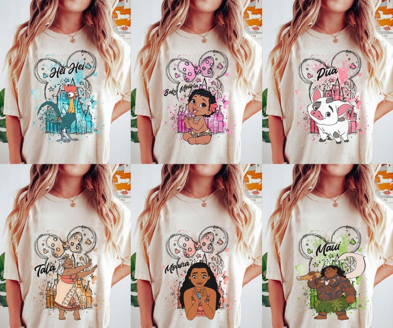 Disney Castle Watercolor Moana Characters Shirt, Disney Moana 2 Movie ...