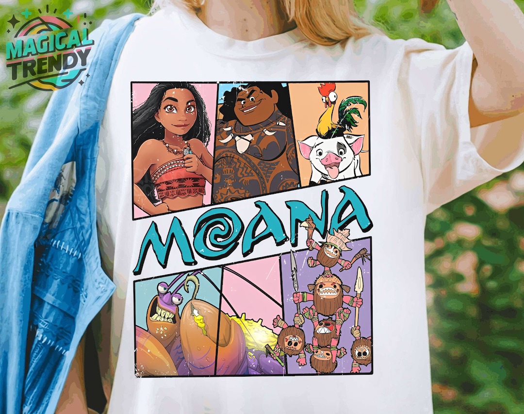 Disney Moana Characters Group Shot Shirt, Funny Tamatoa, Maui, Hei Hei ...