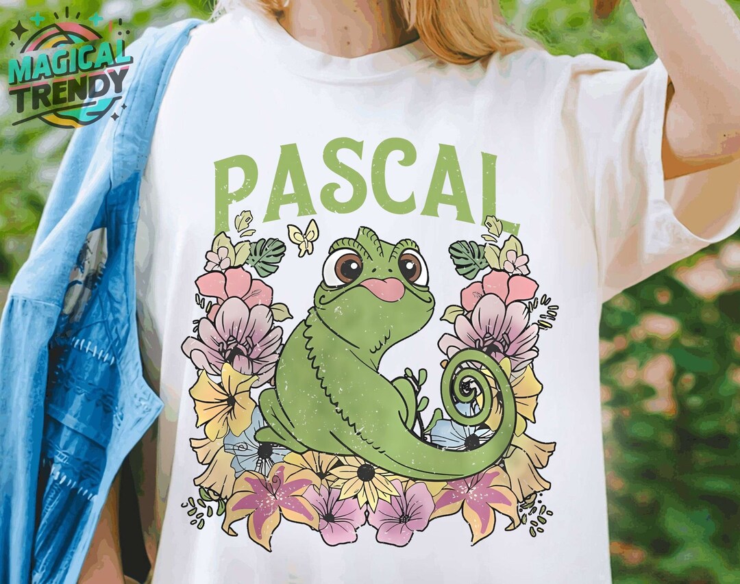 Cute Pascal Floral Rapunzel Family Shirt, Retro Disney Tangled Tshirt ...