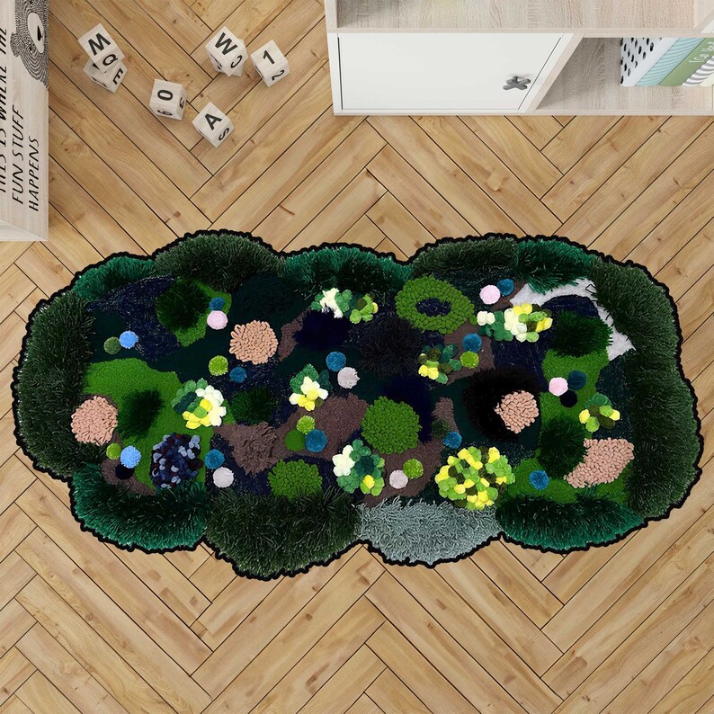 Green Moss Rug, Moss Look Soft Digital Print Carpet, Custom Rugs, Moss ...