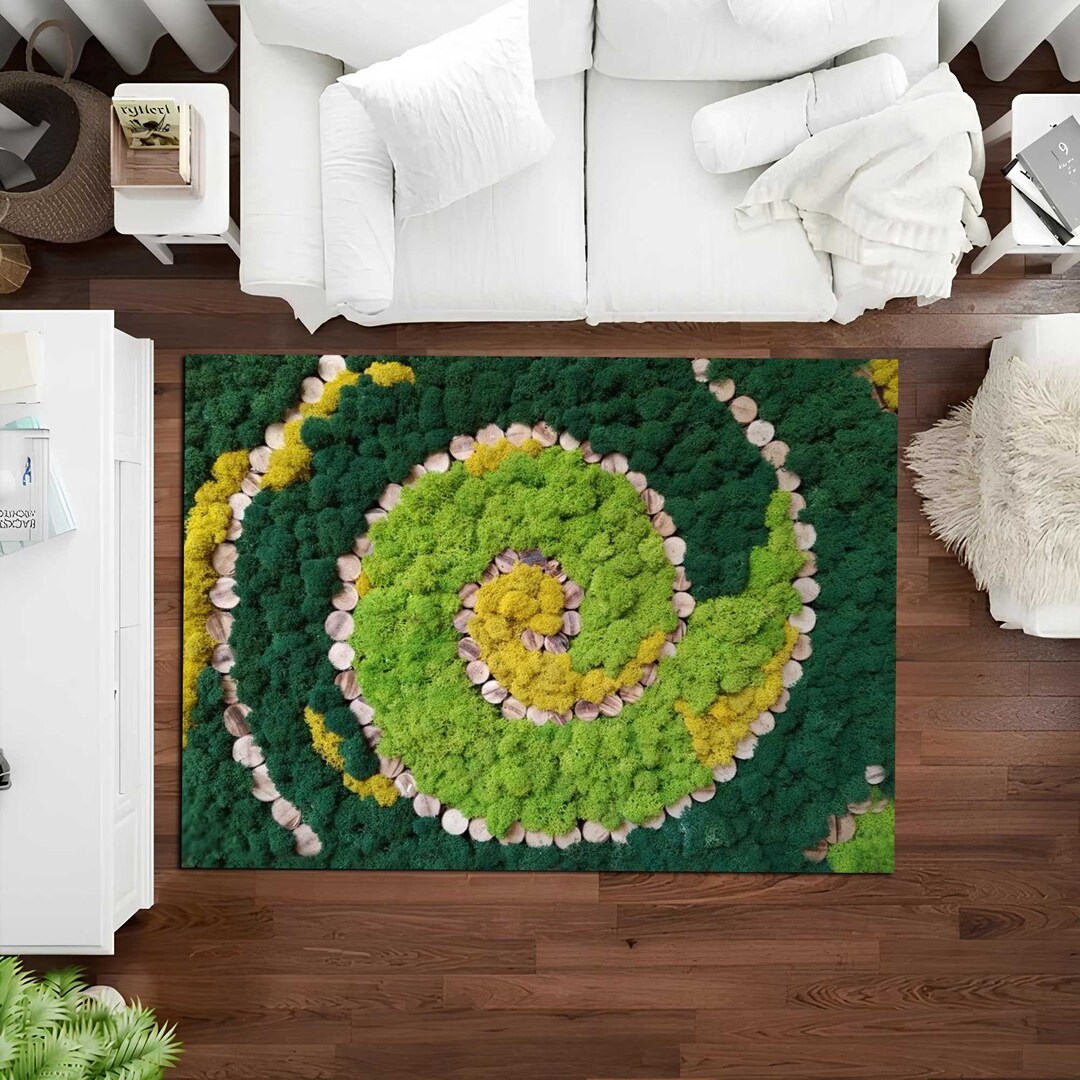 Green Moss Rug, Moss Look Soft Digital Print Carpet, Custom Rugs, Moss ...