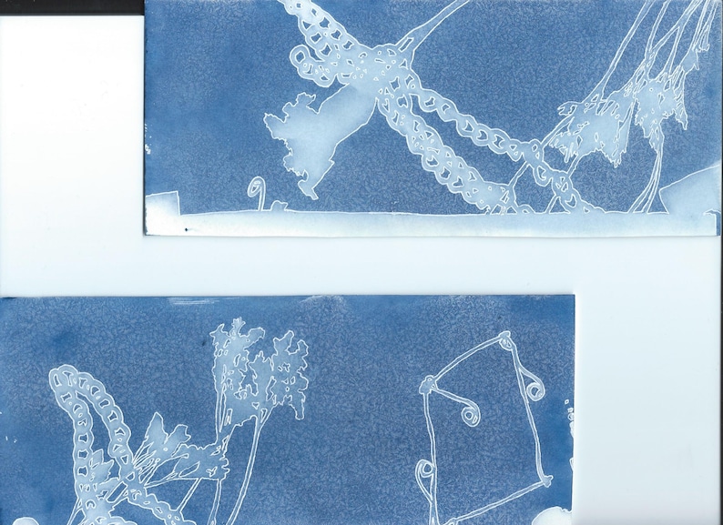 Original Cyanotype/mixed Medium Collage Style Print 9.5x4" - Etsy