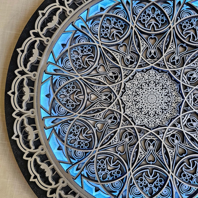 Mandala LED Wall Light, Luxury 3D Layered Decor, Backlit Sacred ...
