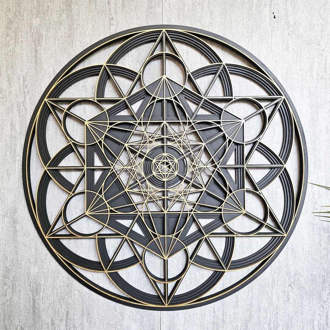 Metatron's Cube Wall Art • Layered Mandala • Hand-painted Geometric ...