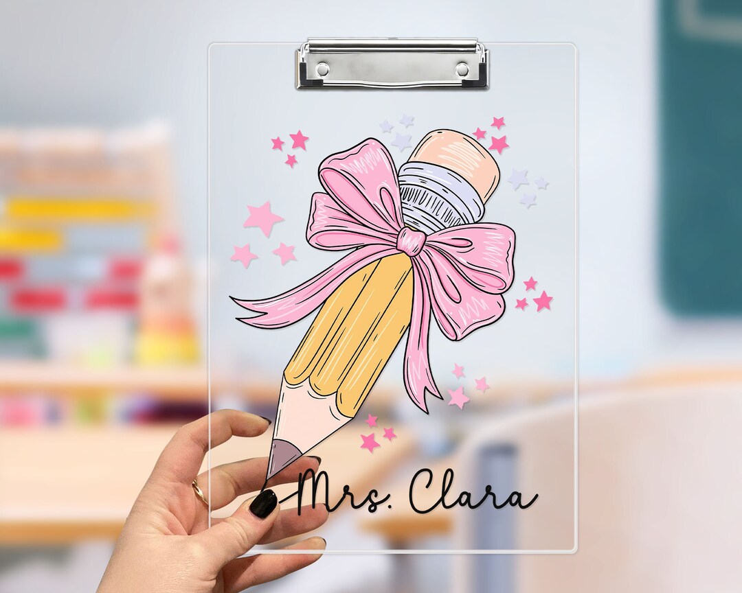 Custom Teacher Name Clipboard, Teacher Pencil Bow Clipbpard, Back to ...