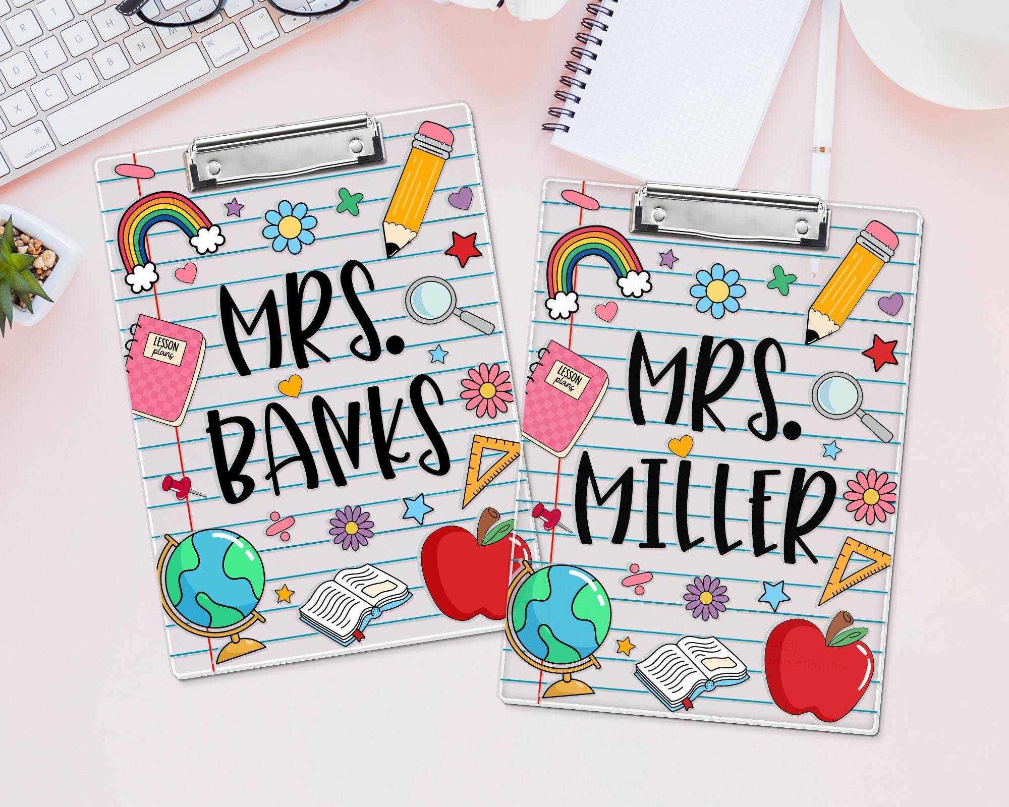 Personalized Teacher Clipboard, Custom Teacher Name Clipboard, Groovy ...