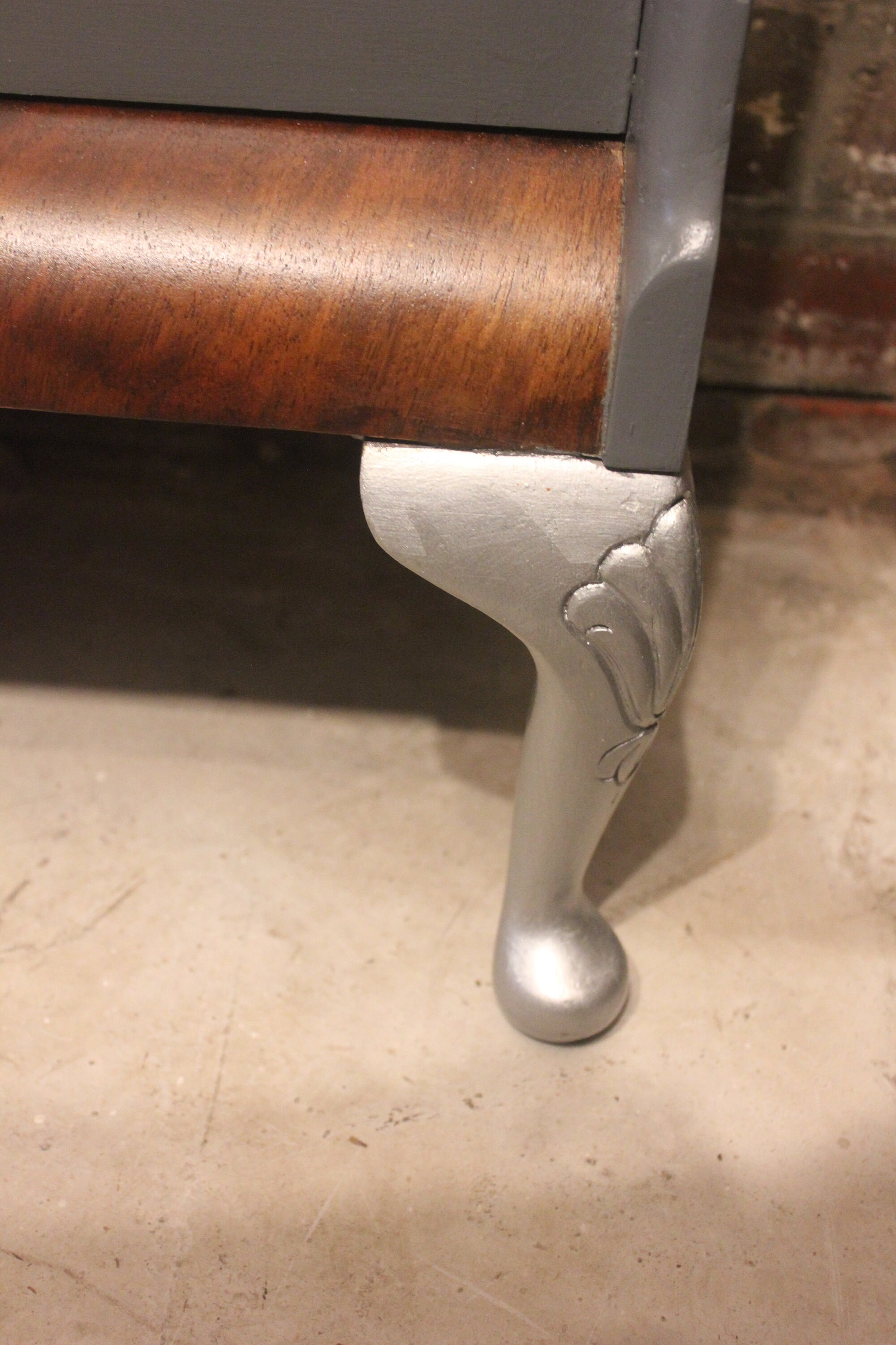 Hand Painted Grey & Silver China Display Cabinet - Etsy