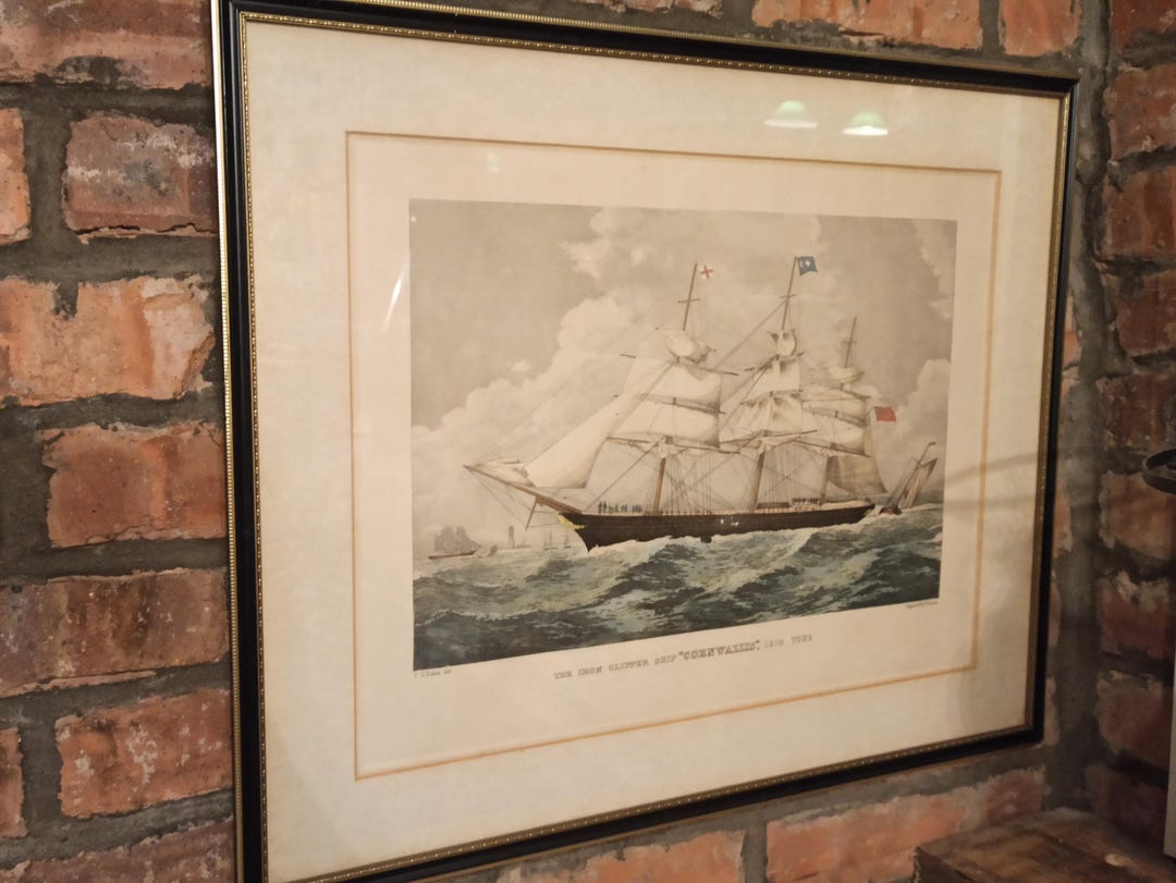 Vintage Framed the Iron Clipper Ship cornwallis Nautical Engraving by ...