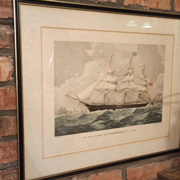 Vintage Framed the Iron Clipper Ship cornwallis Nautical Engraving by ...