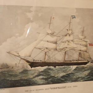 Vintage Framed the Iron Clipper Ship cornwallis Nautical Engraving by ...