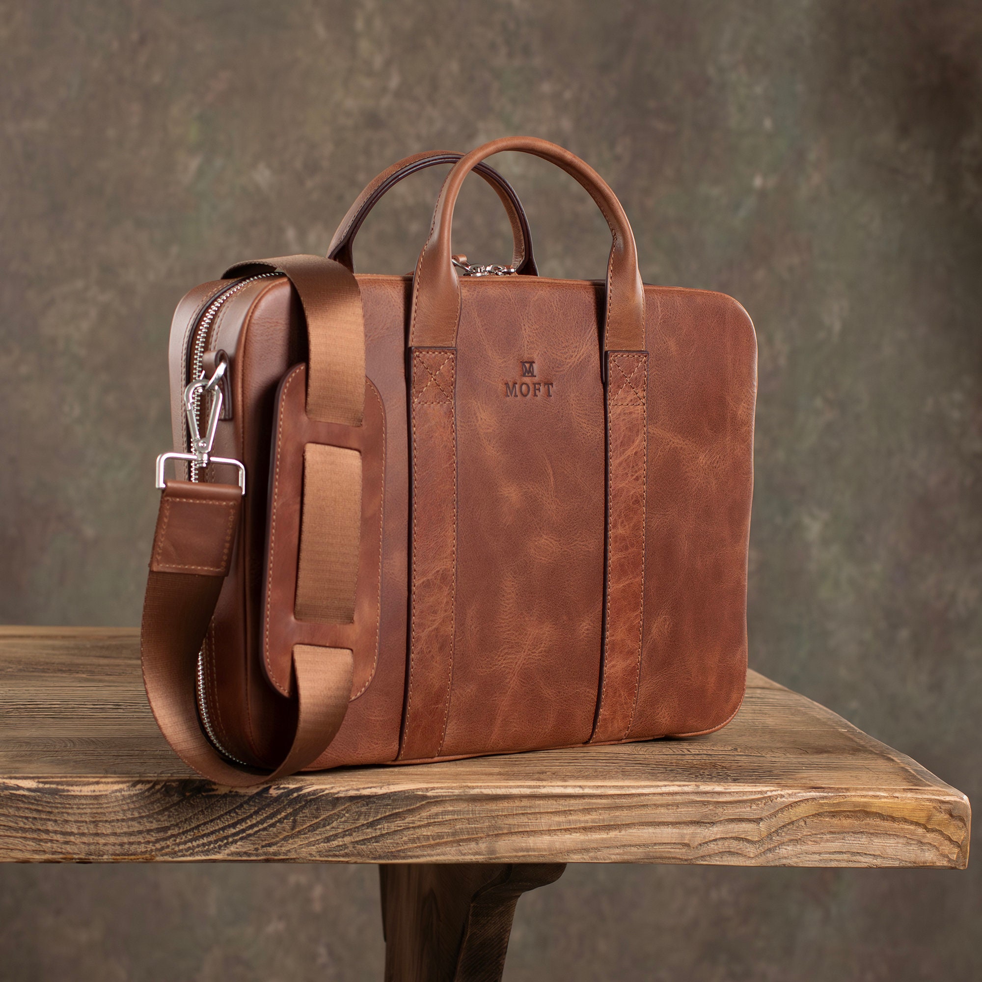 Full Grain Leather Laptop Bag Leather Briefcase Leather Organizer Bag ...