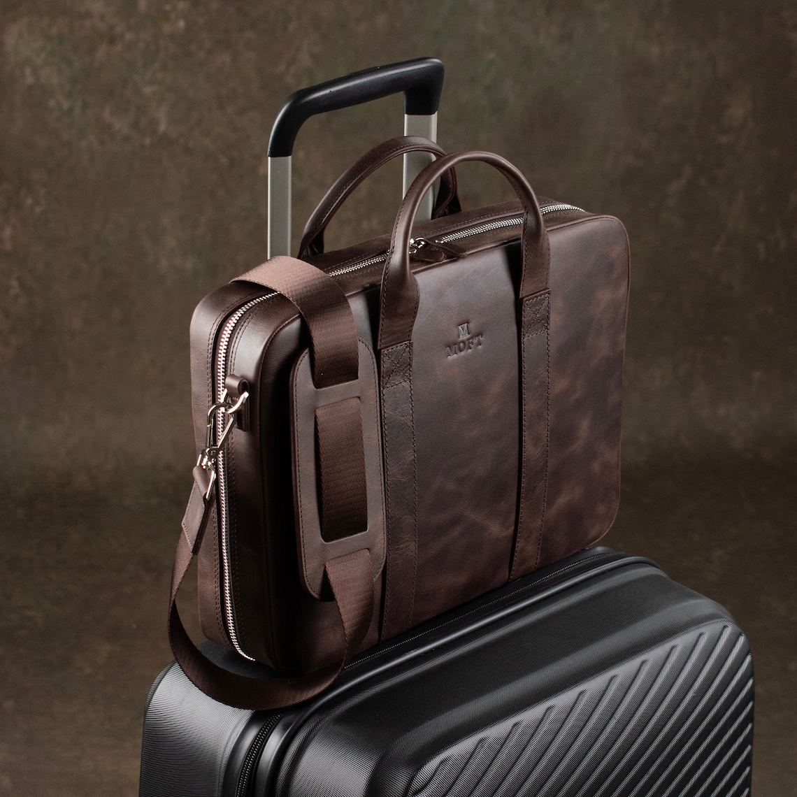 Full Grain Leather Laptop Bag Leather Briefcase Leather Organizer Bag ...