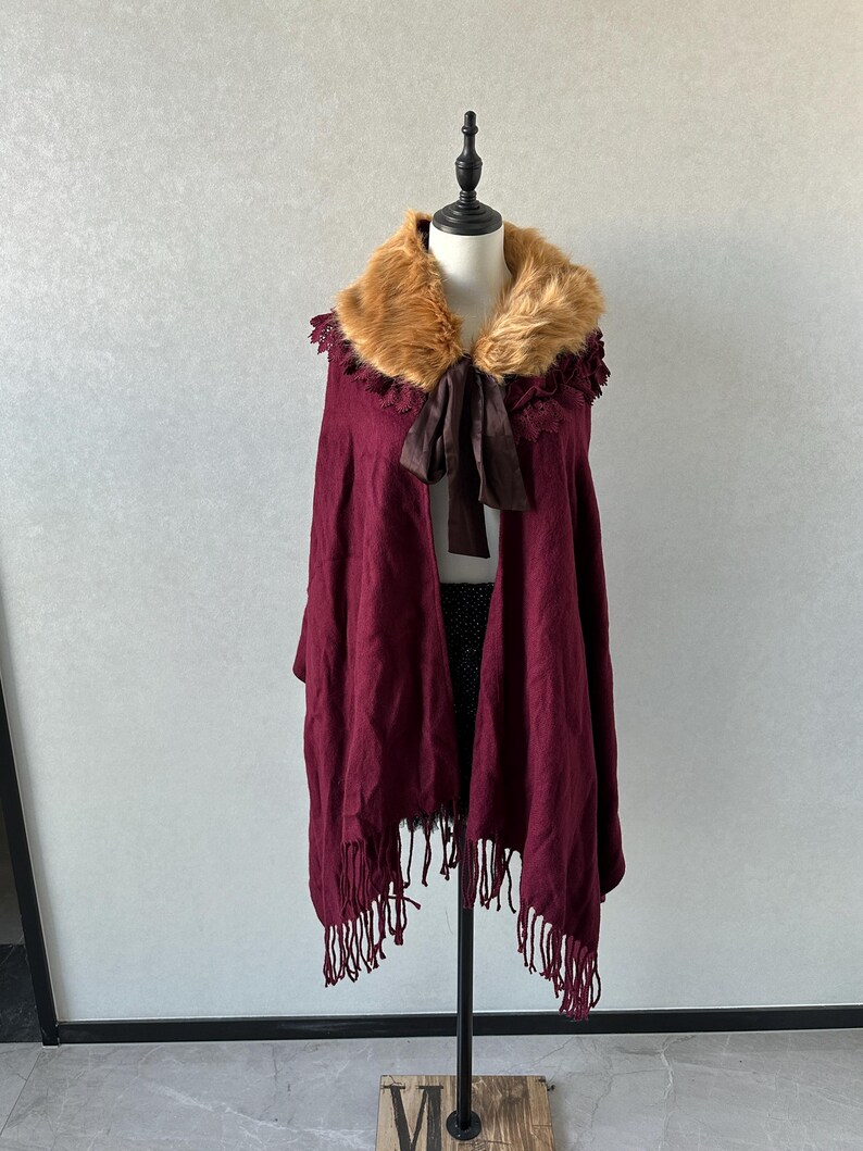 Japanese Brand Grey Cloak Coat With Fur - Etsy