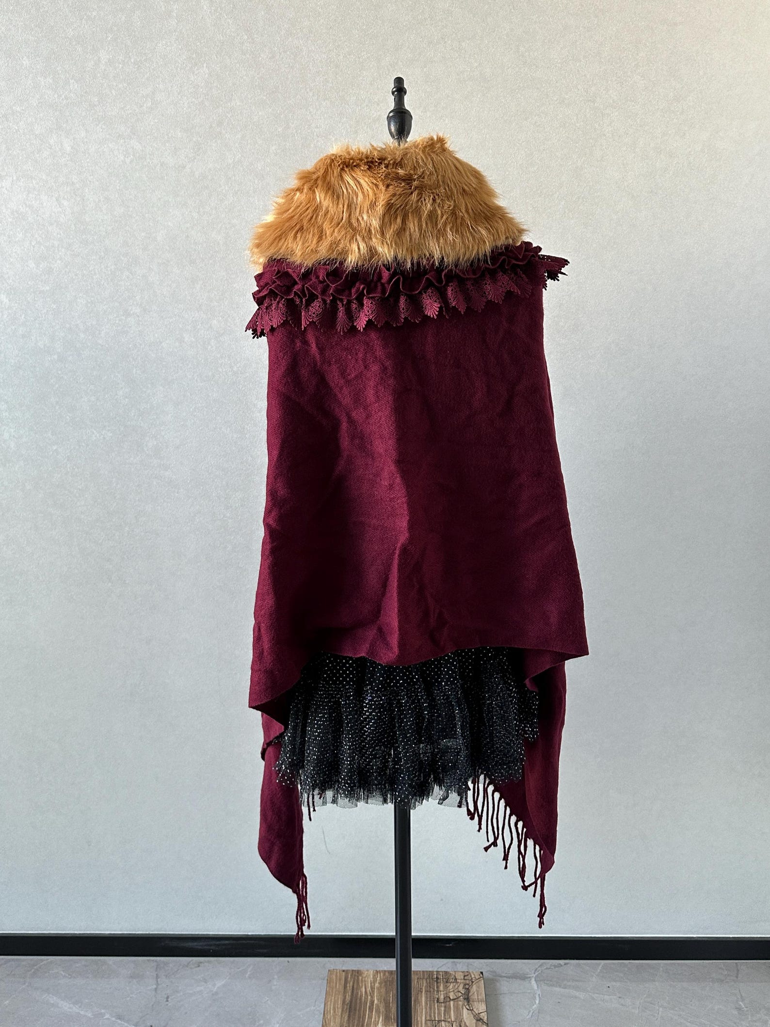 Japanese Brand Grey Cloak Coat With Fur - Etsy